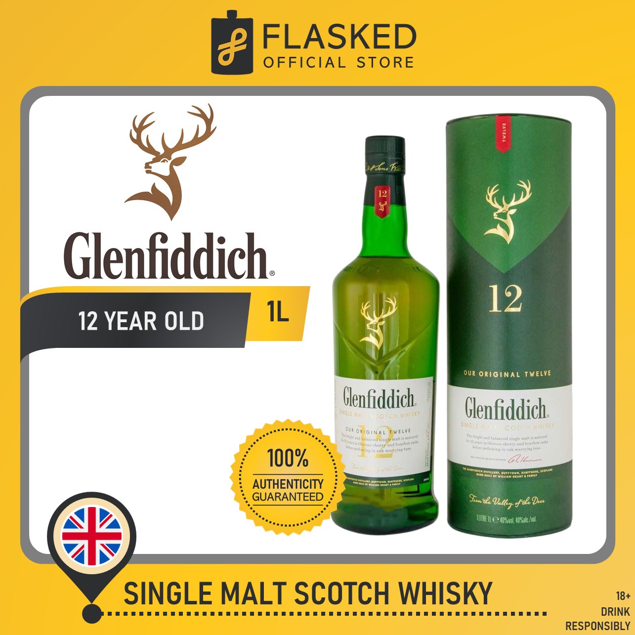 Glenfiddich 12 Year Old Single Malt Scotch Whisky 1L | Lazada PH