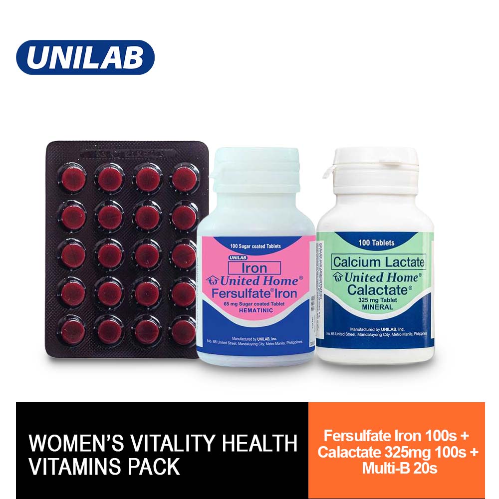 Women’s Vitality Health Vitamins Pack: United Home Fersulfate Iron 100s ...