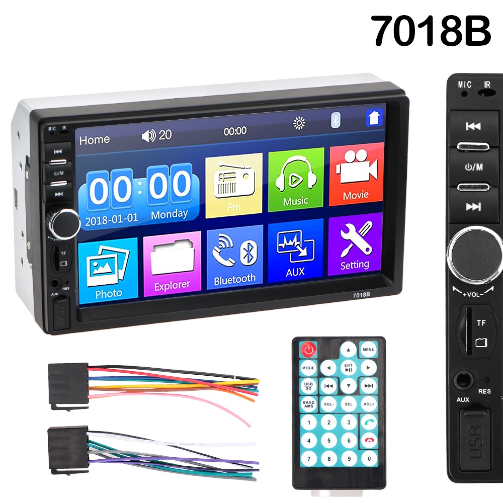 7012B 2 Din 7 inch Car Stereo Audio Radio Bluetooth 7" Touch Screen ...