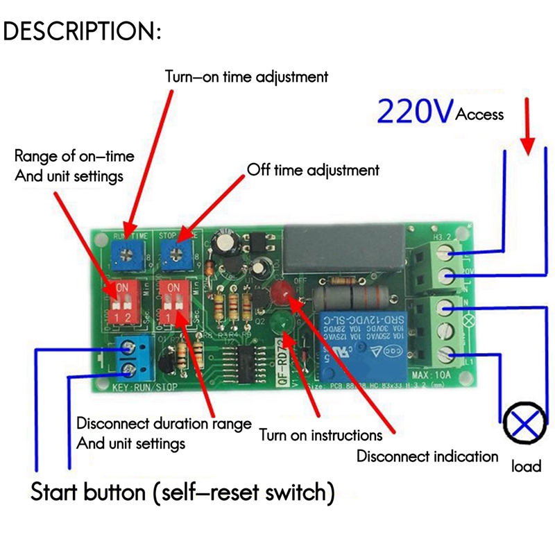Dual Time Adjustable Cycle Delay Timing Relay Repeat on OFF Switch Infinite Loop Timer Module ...
