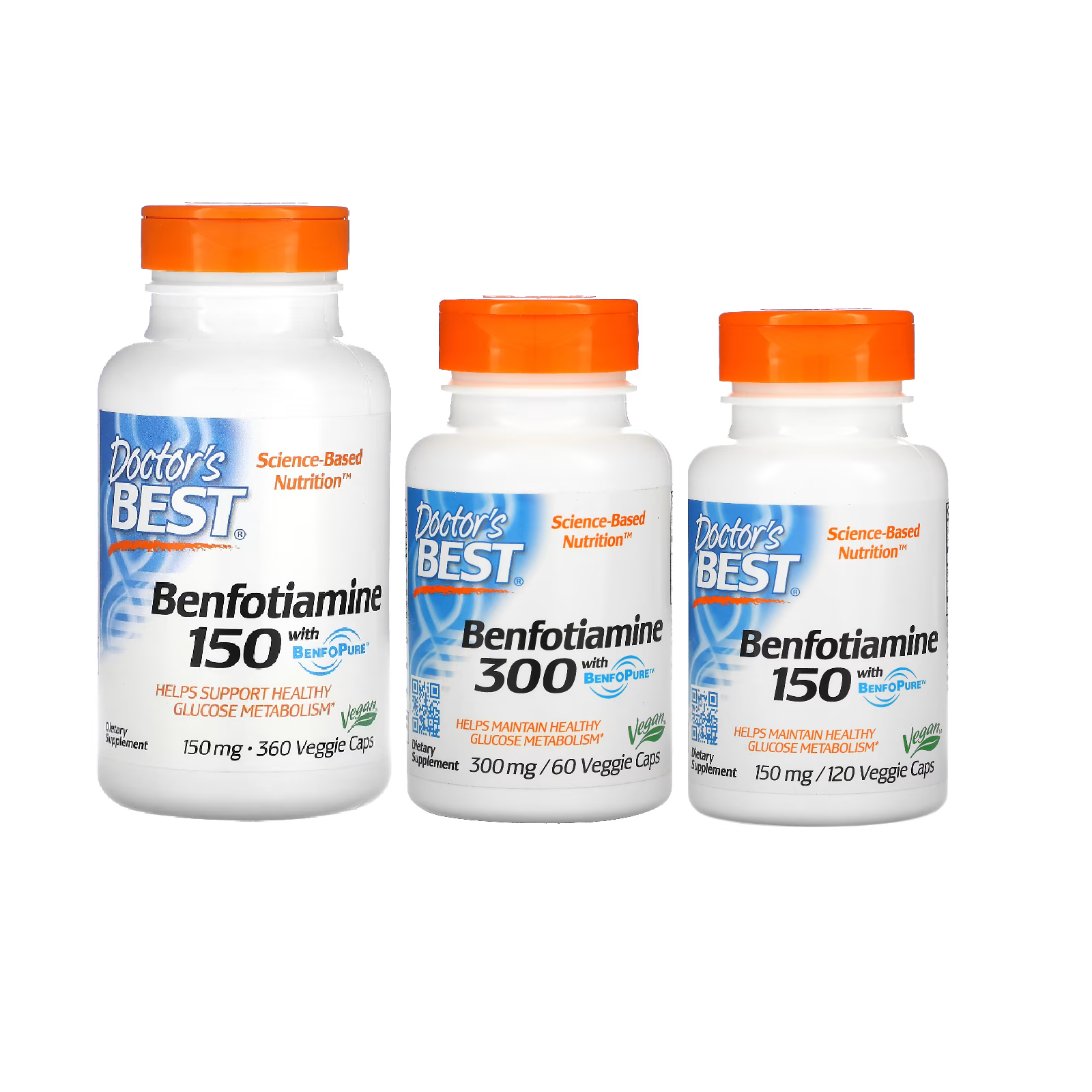 Doctor's Best Benfotiamine with BenfoPure 150 MG 300 mg 60 OR 120 ...