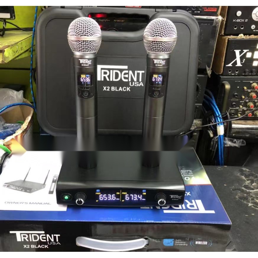 Trident X2-BLACK Dual UHF wireless Microphone system design with 30 ...