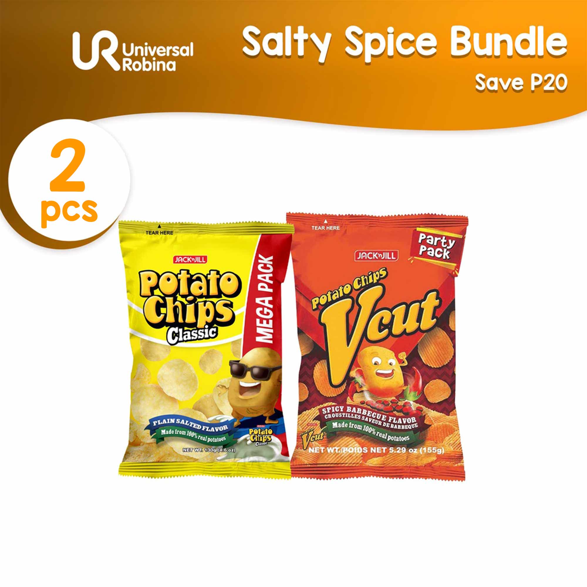 Potato Chips Plain Salted (130g) and Vcut BBQ (155g) | Lazada PH