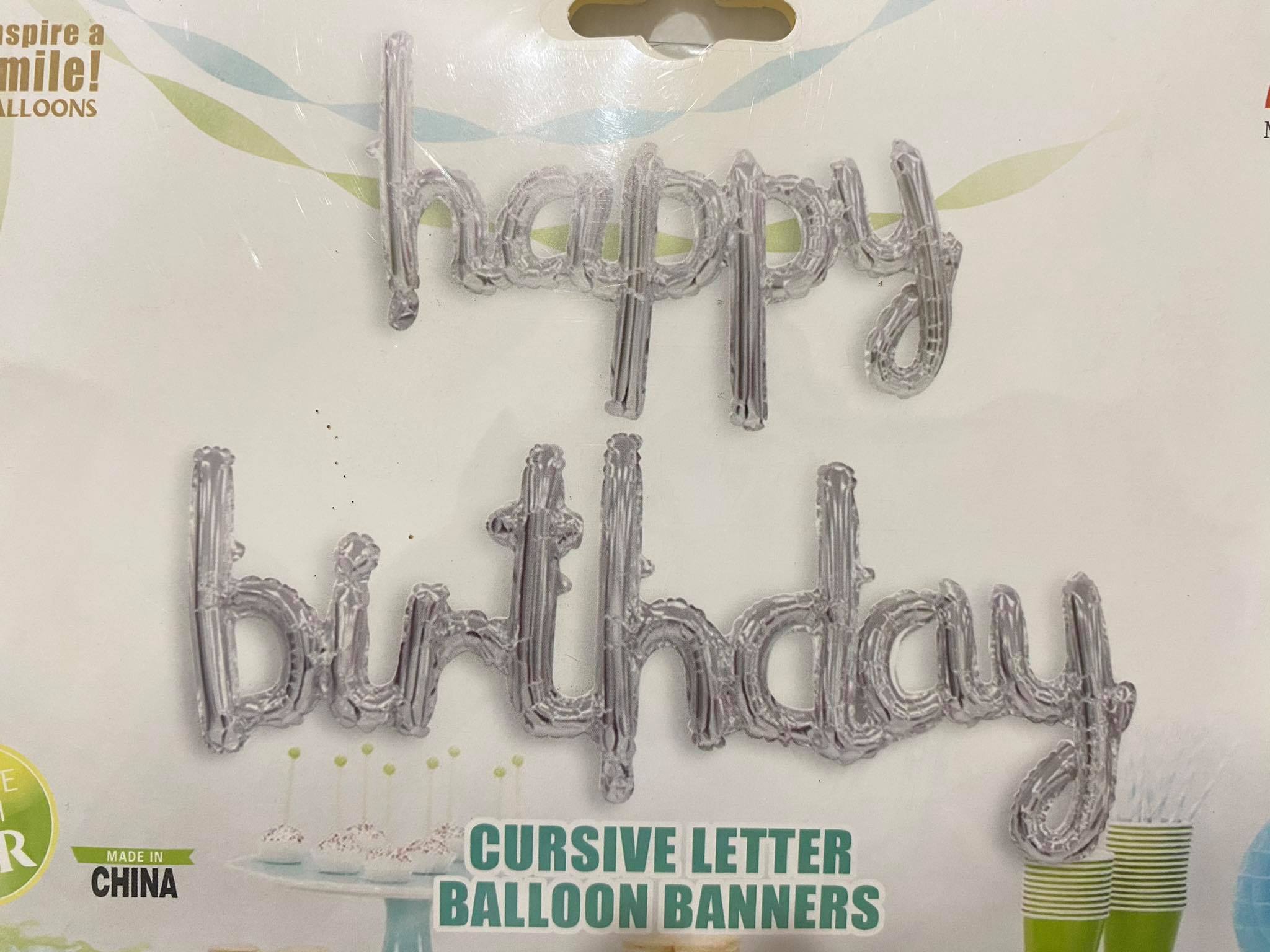 Happy Birthday Letter Foil Balloon Cursive 16" Foil balloon Script ...