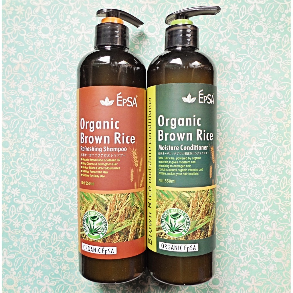 Epsa Organic Brown Rice Shampoo and Conditioner Set 550ml | Lazada PH