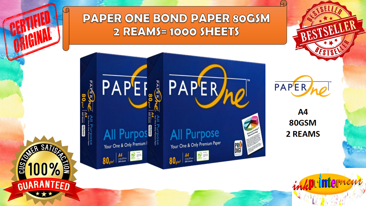 PAPER ONE BOND PAPER 80GSM 2 REAMS= 1000 SHEETS | Lazada PH