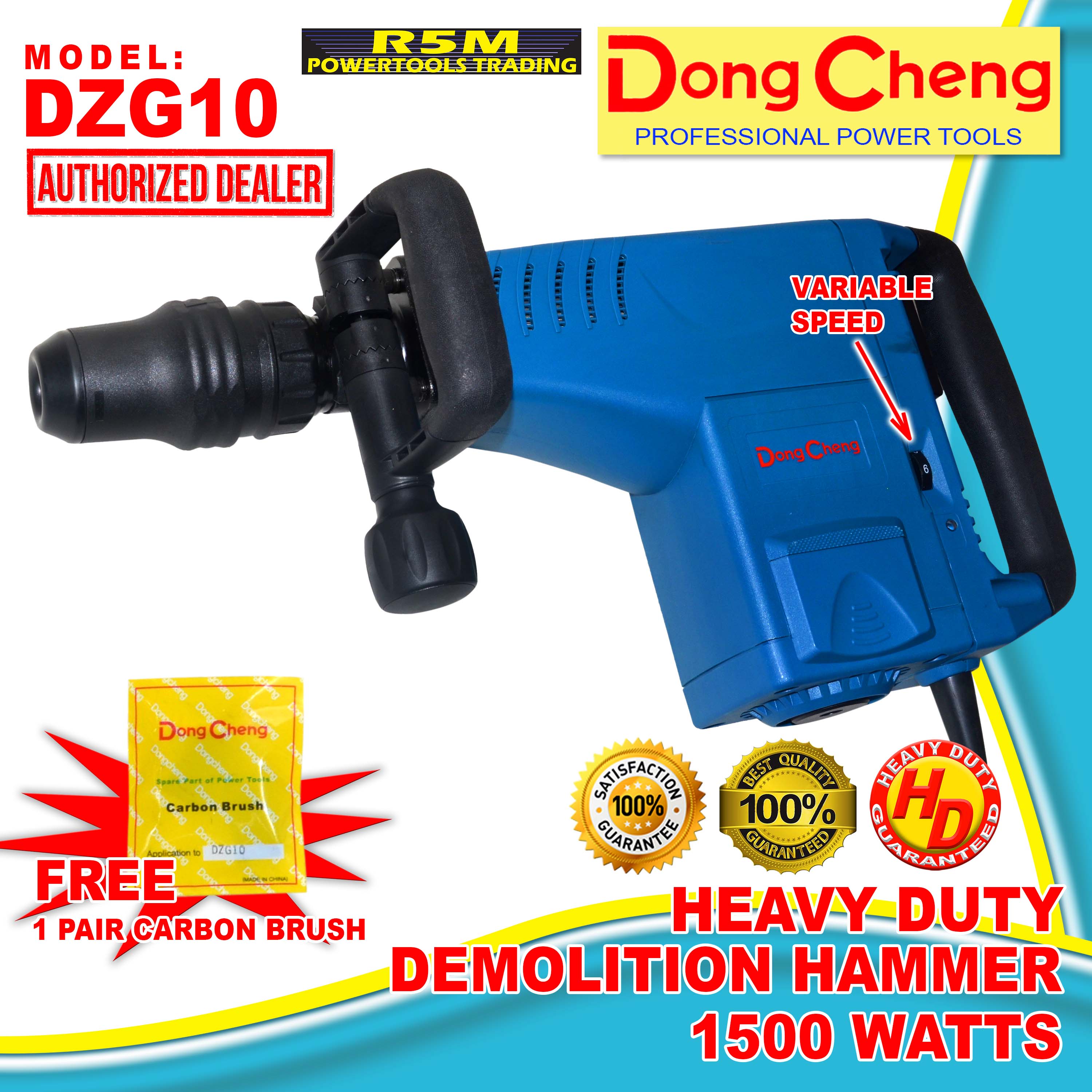 DONG CHENG HEAVY DUTY CHIPPING / DEMOLITION HAMMER 1500 WATTS DZG10 ...