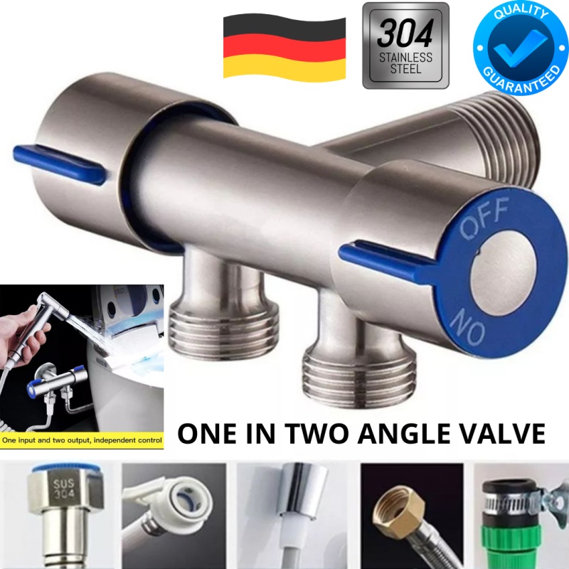 SUS 304 Stainless Steel Two Way Angle Valve 1 in 2 out Head Multi ...