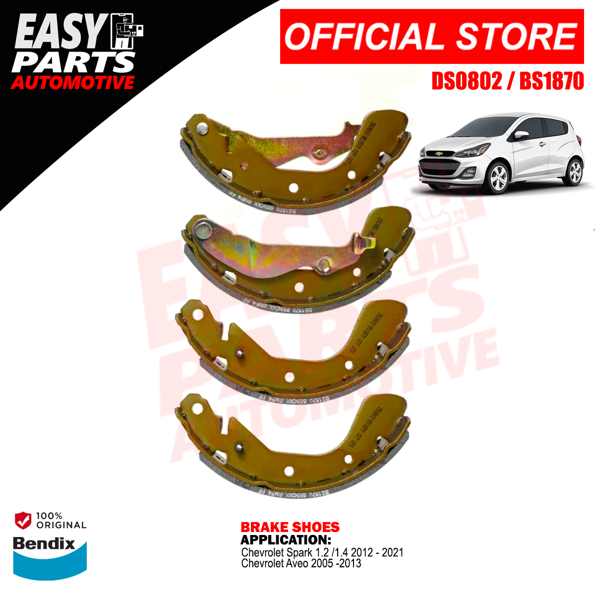 Bendix Brake Shoes DS0802 / BS1870 Chevrolet Spark 1.2 , Aveo | Lazada PH