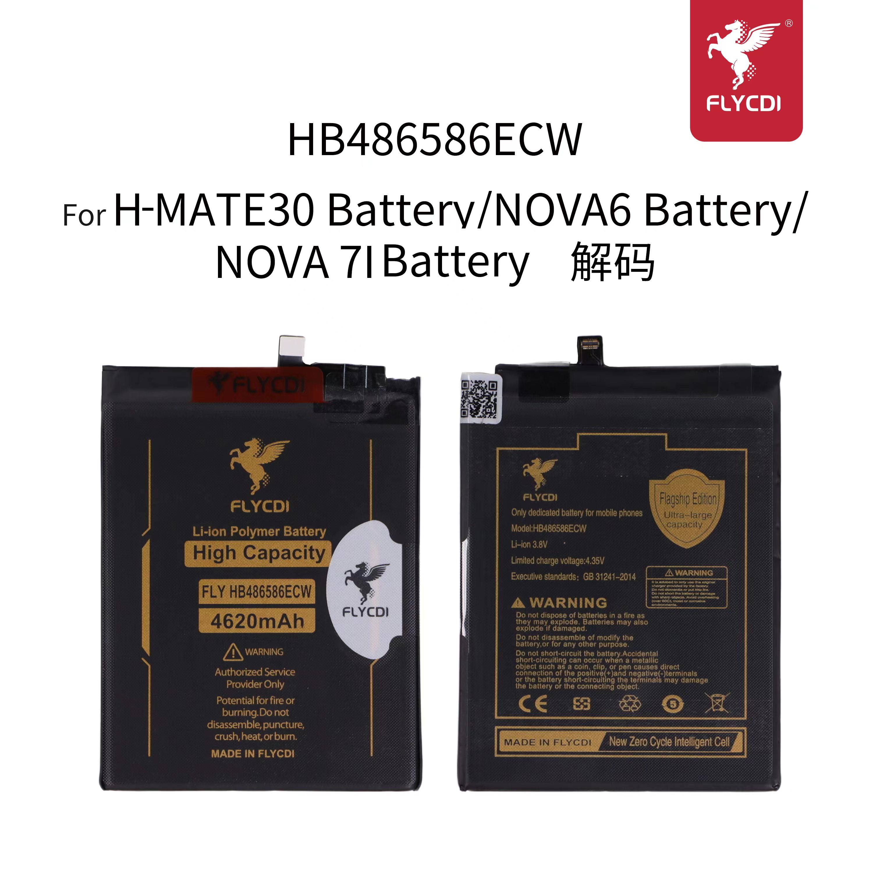 Original FLYCDI HB486586ECW Mate 30/Nova 6/Nova 7i Battery 100% tested ...