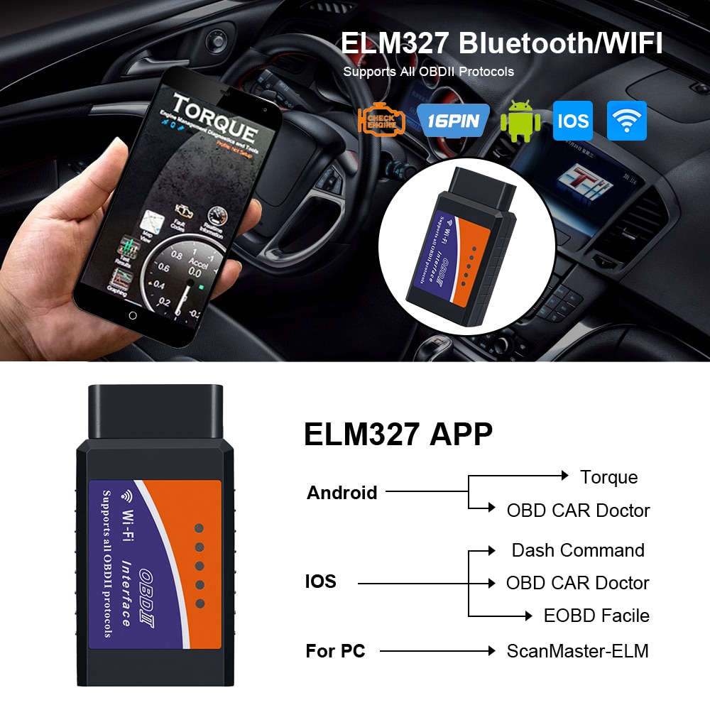 Elm327 V1.5 BT/WIFI OBD2เครื่องสแกนเนอร์วินิจฉัยรถ Elm327 V1.5 OBD 2 ...