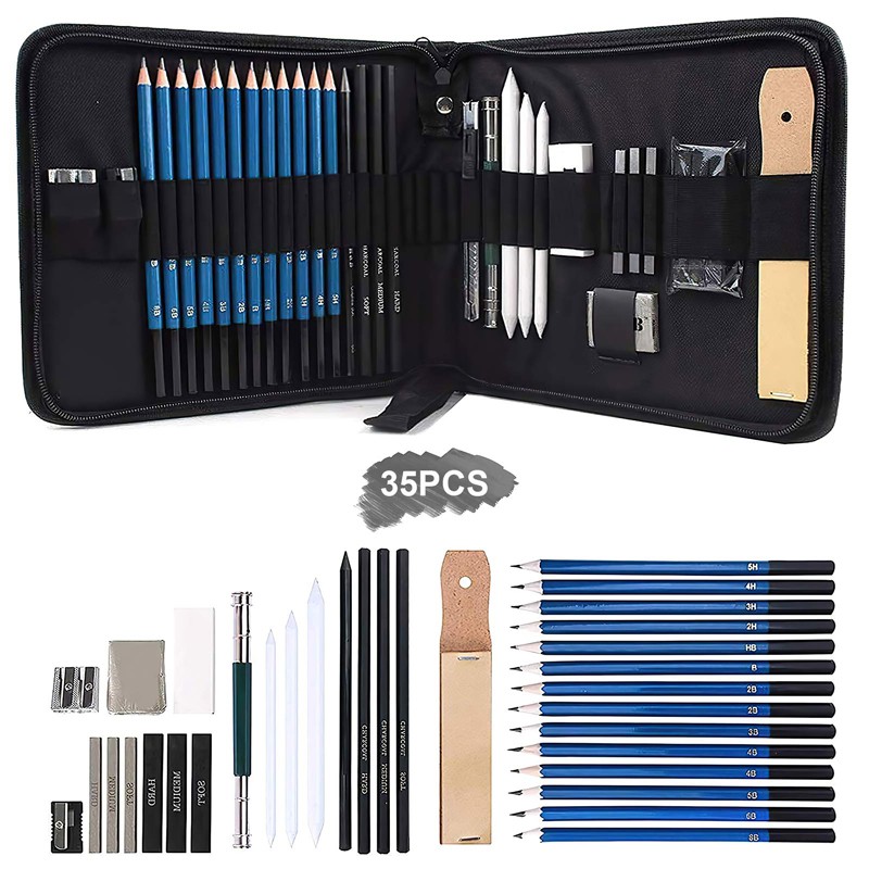 Charcoal Pencil Set Sketch Graphite Color Student Drawing Art Materials ...