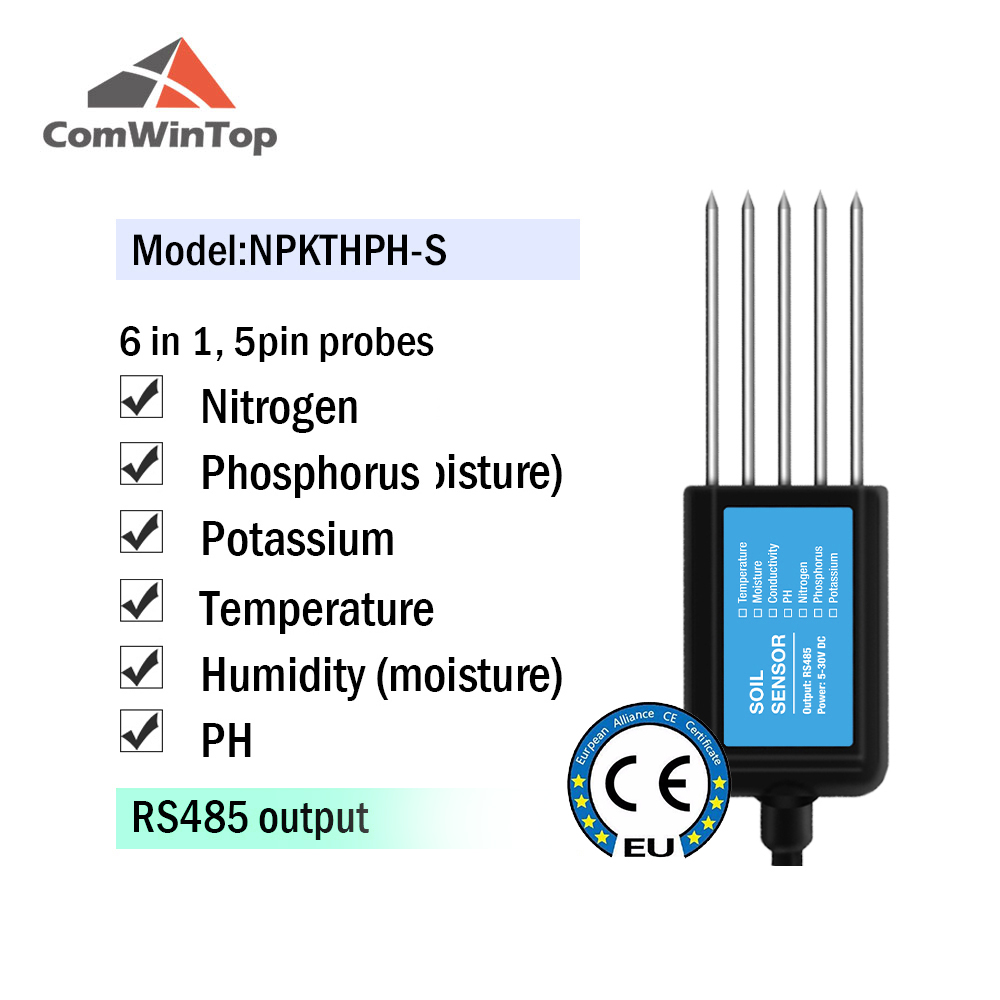 Soil Moisture Temperature Humidity EC PH NPK Sensor with optional 4 ...