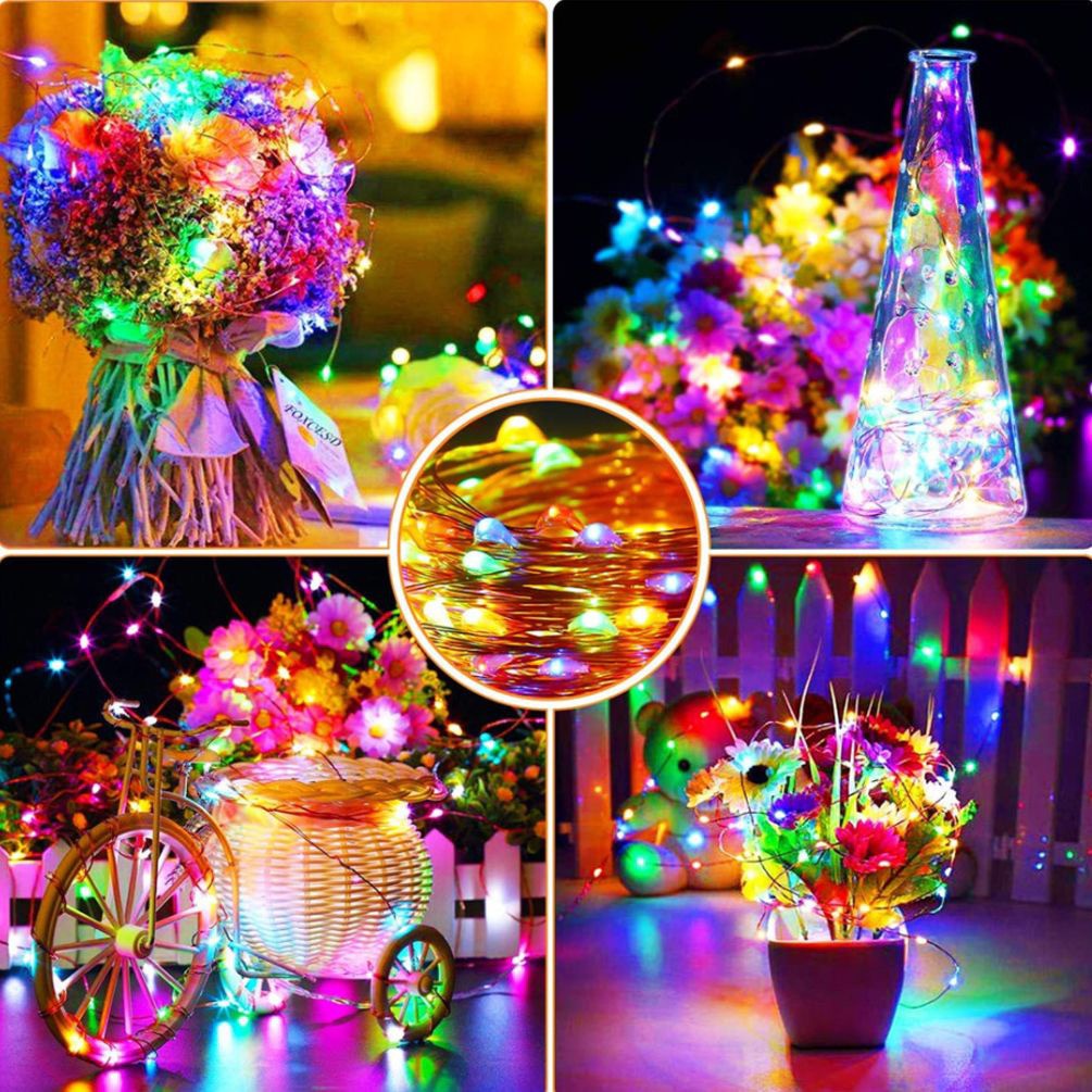 1M 10LED 2M 20L LED Light String Lights Fairytale Copper Wire Battery ...