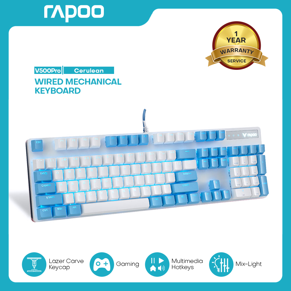 Rapoo V500 Pro White Backlit Mechanical Keyboard Gaming Keyboard | Lazada PH
