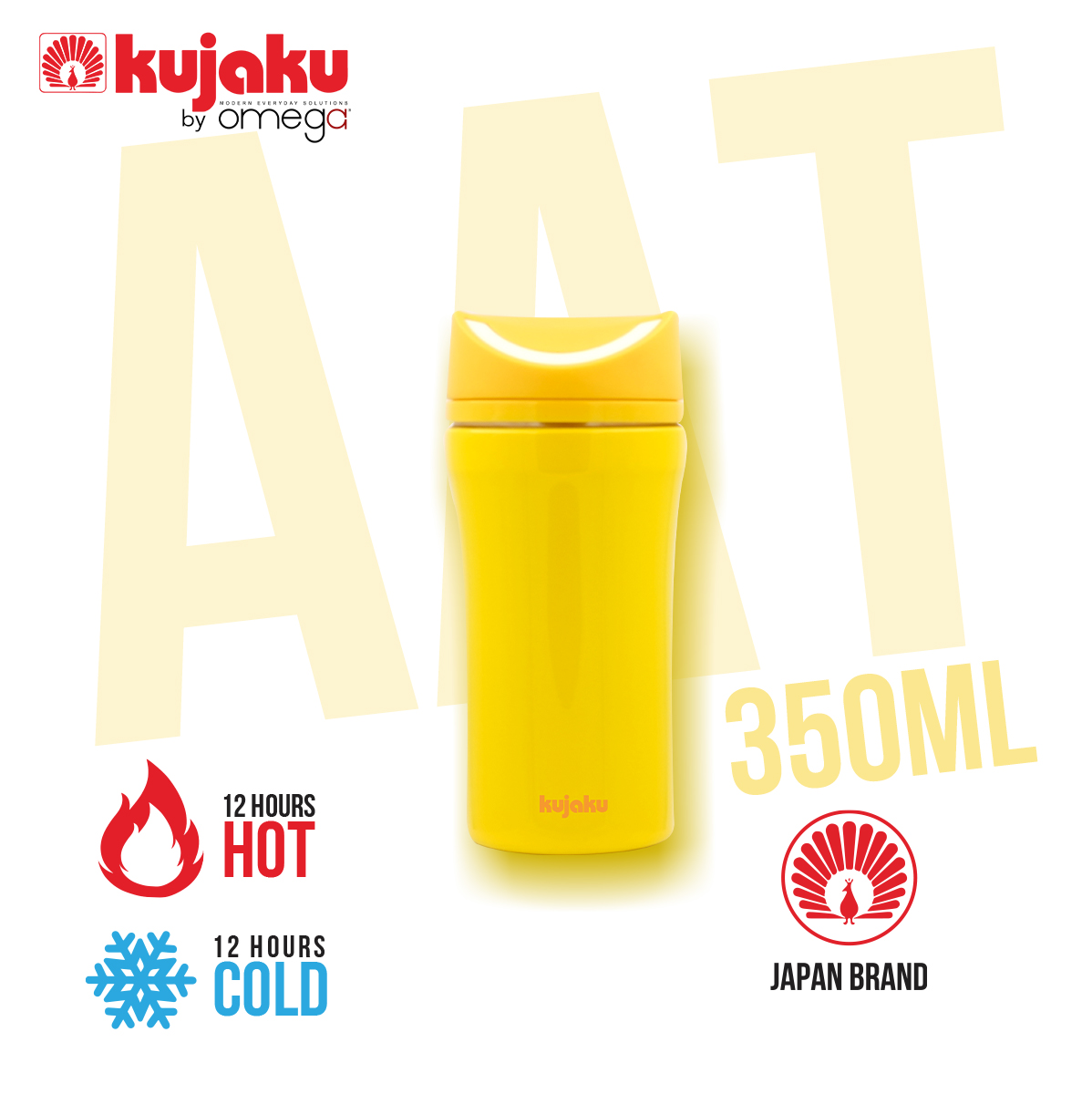 Kujaku by Omega AAT Stainless Steel Slide Vacuum Bottle 350ml 24 Hours ...