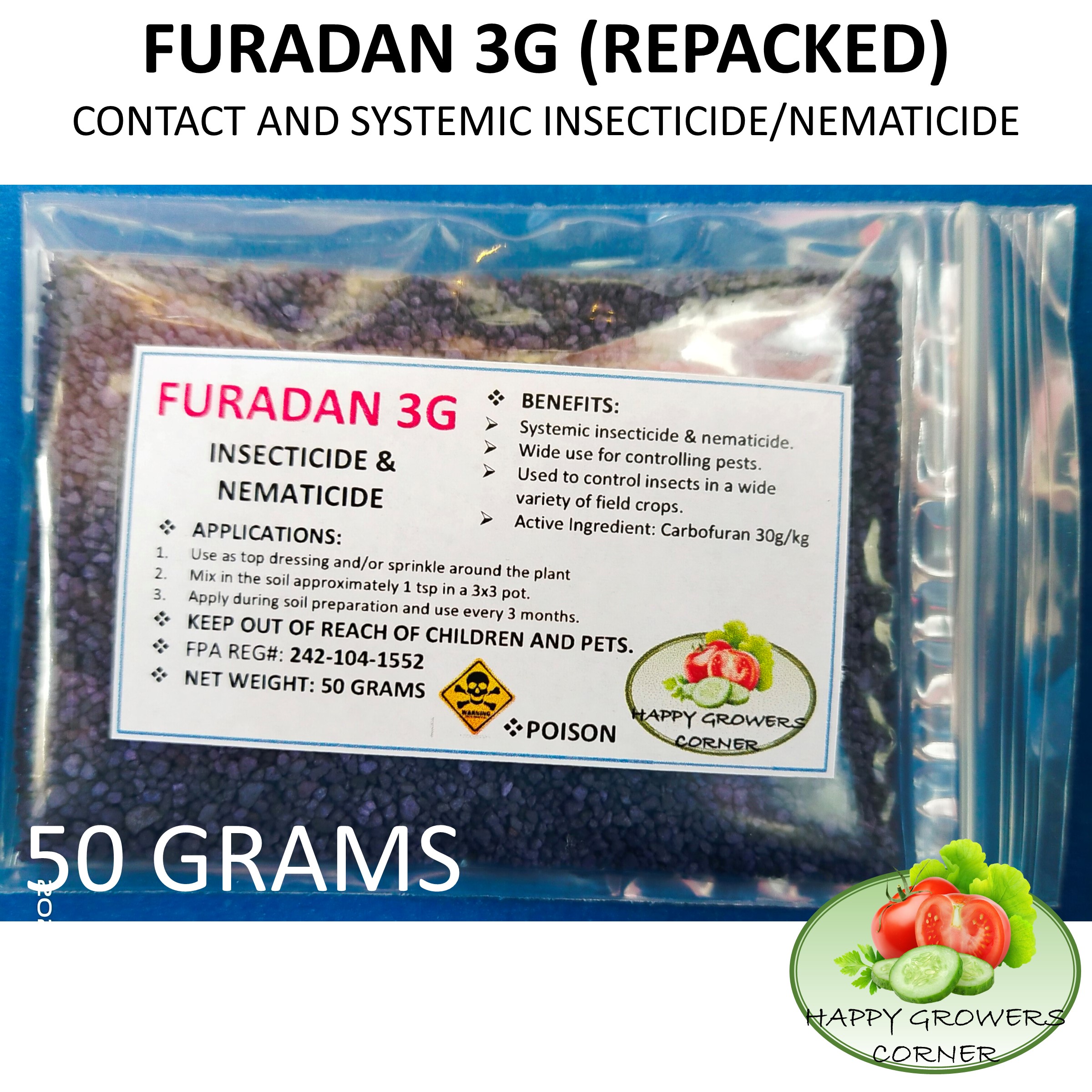 Furadan 3G Broad Spectrum Systemic Insecticide & Nematicide (50 Grams ...