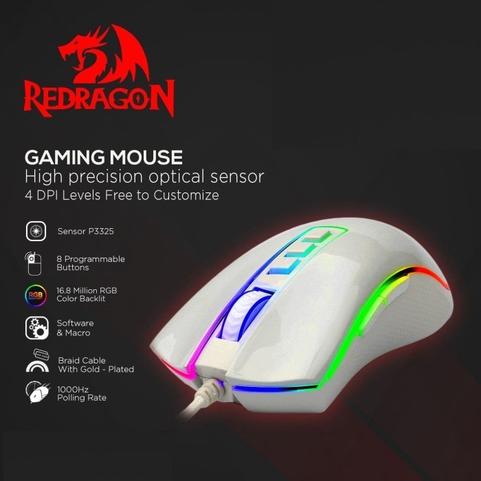 Mouse Gamer RGB Redragon COBRA M711-W, 06/25/2024
