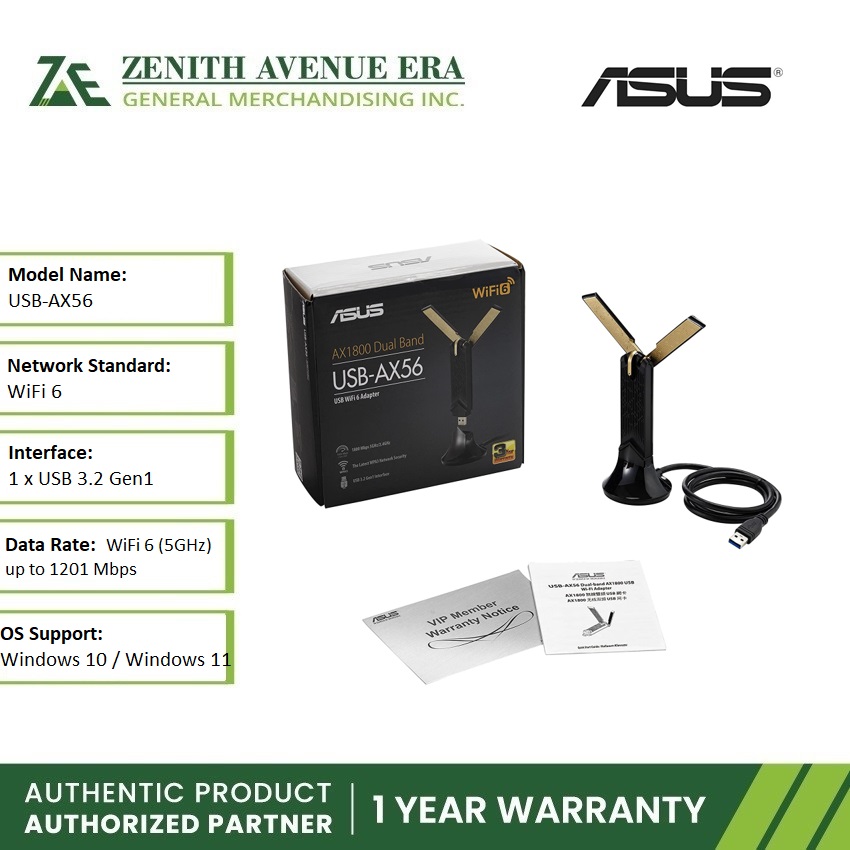 ASUS USB-AX56 802.11ac WiFi 6 Dual-Band AX1800 USB WiFi Adapter ...