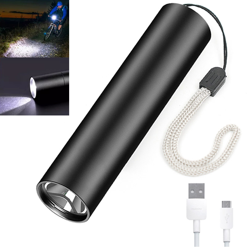 Mini Zoom Flashlight LED Portable USB Rechargeable Flashlight Super ...