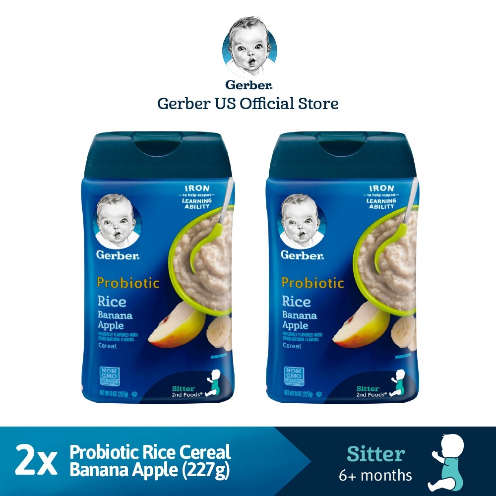 Gerber Probiotic Rice Banana Apple Cereal 227G Twin Packs | Lazada PH