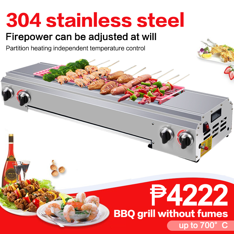 Gas Griller Stainless Steel Commercial BBQ butane gas stove Grill Large ...