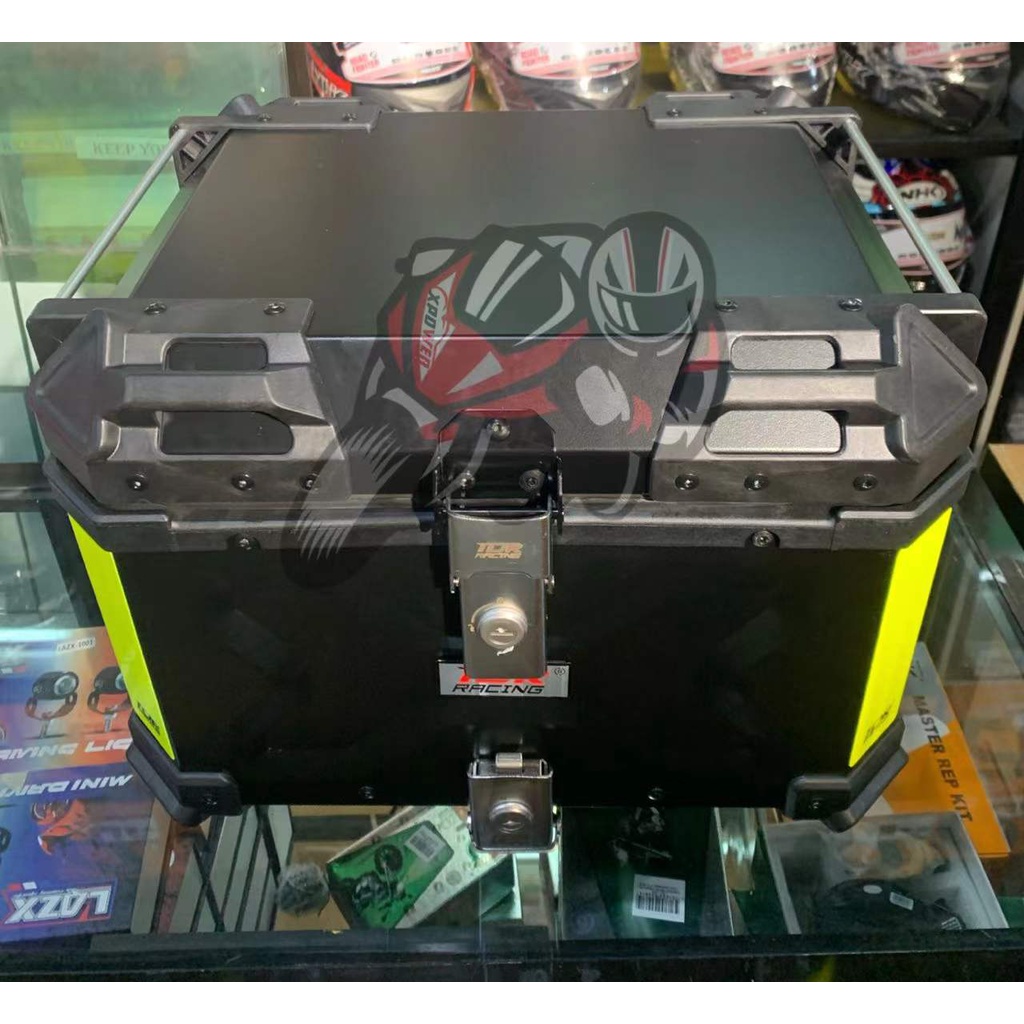 MDuTDR Alloy Top Box 45L W/Plate Black /Silver With Backrest Foam OF ...