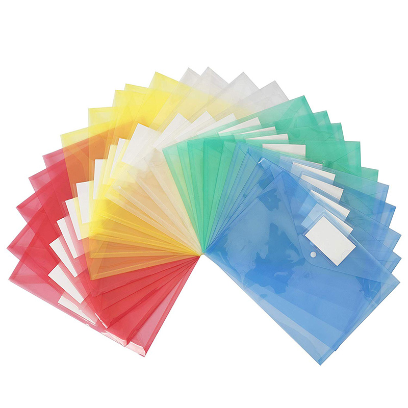 25 Pack Plastic Clear Document Folder with Label Pocket/Snap Button ...