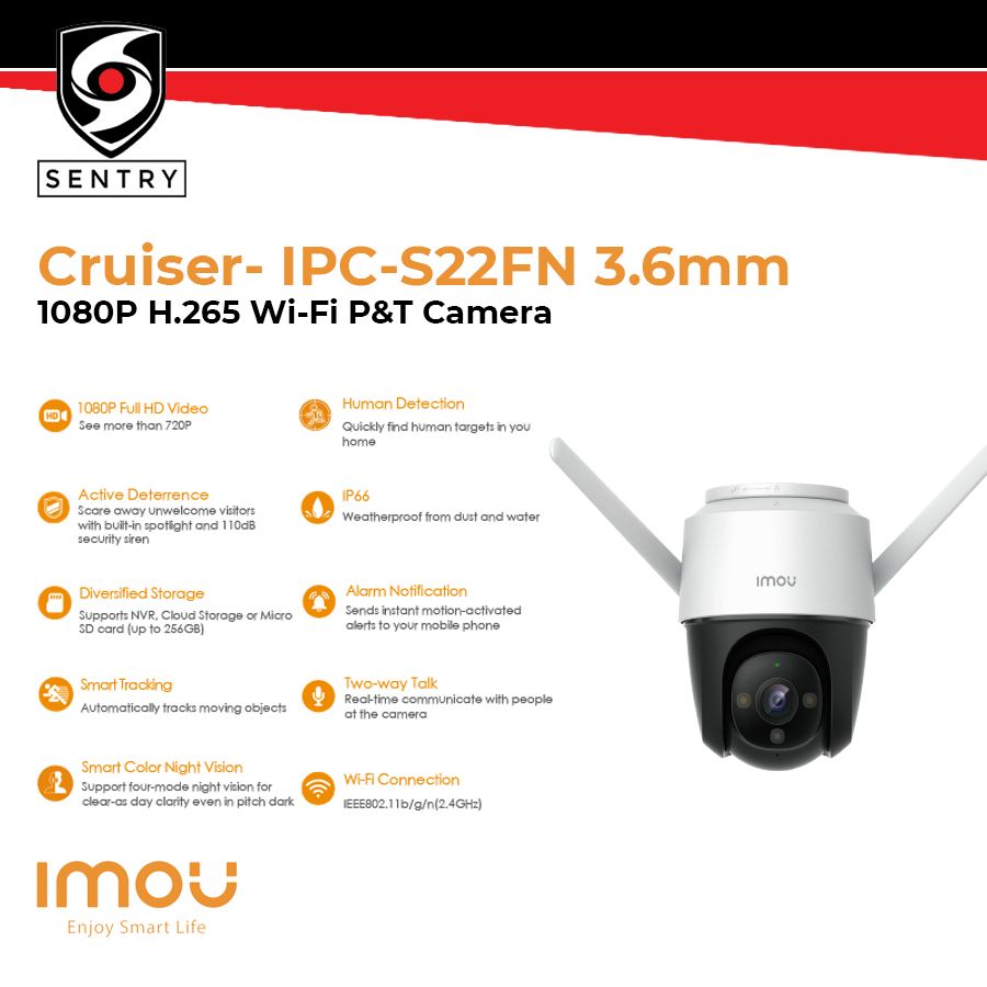 IMOU Cruiser IPC-S22FN 3.6mm 1080P H.265 Wi-Fi P&T Camera | Lazada PH