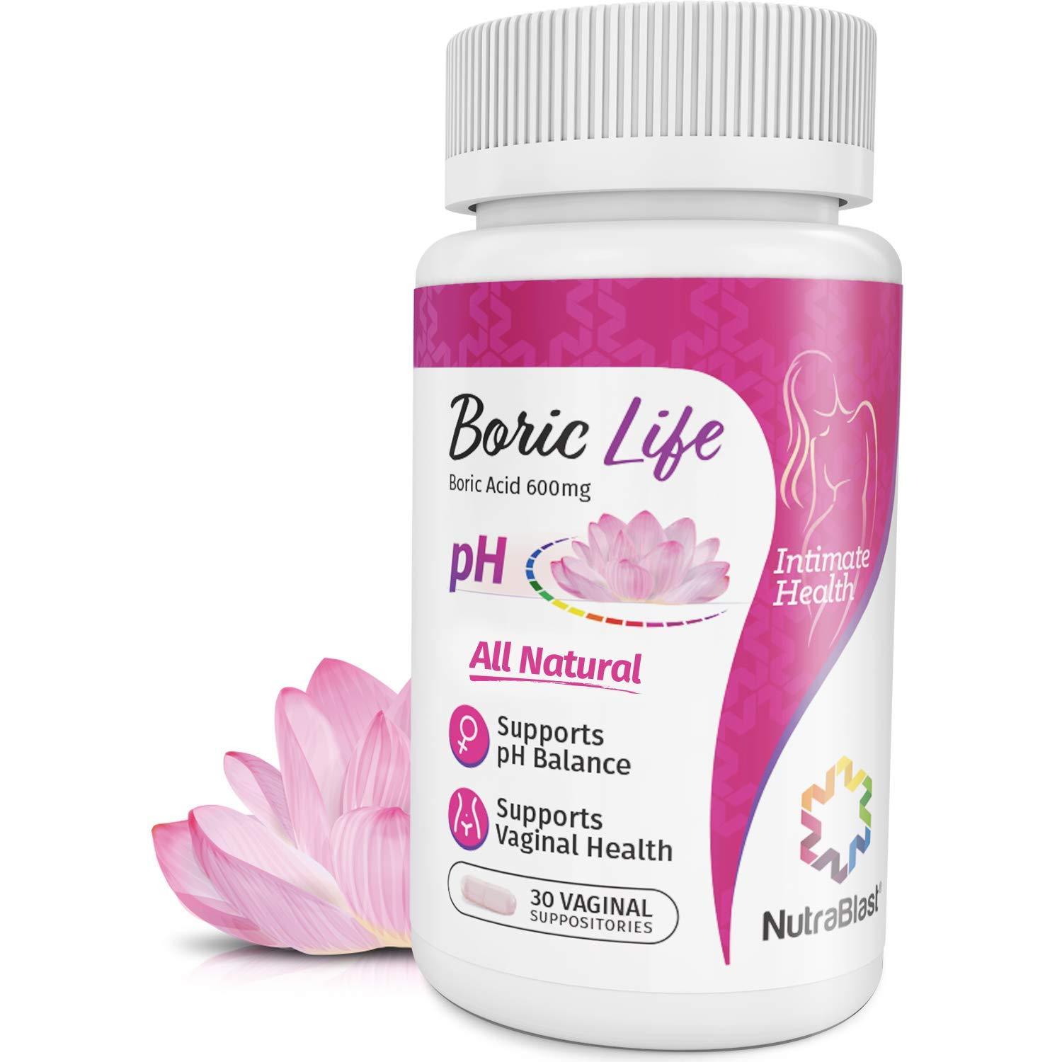 NutraBlast Boric Life Boric Acid 600 Mg 30 Suppositories Packaging