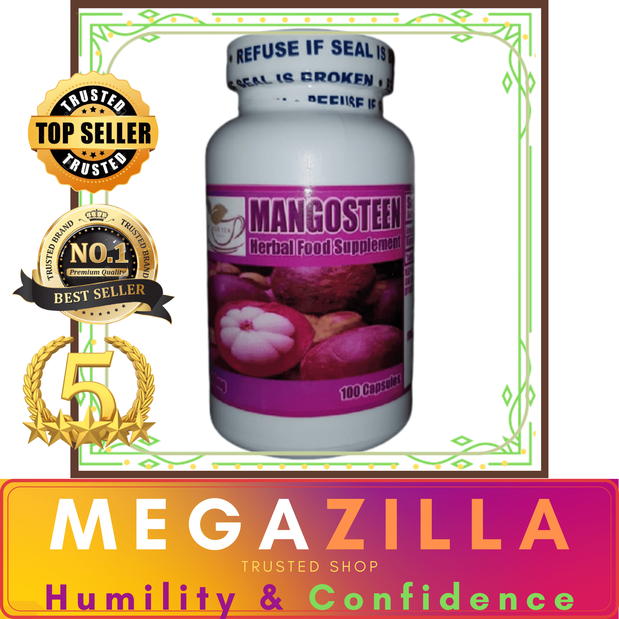 100% MANGOSTEEN PURE ALL Natural Organic Herbal Supplement 100 Capsules ...