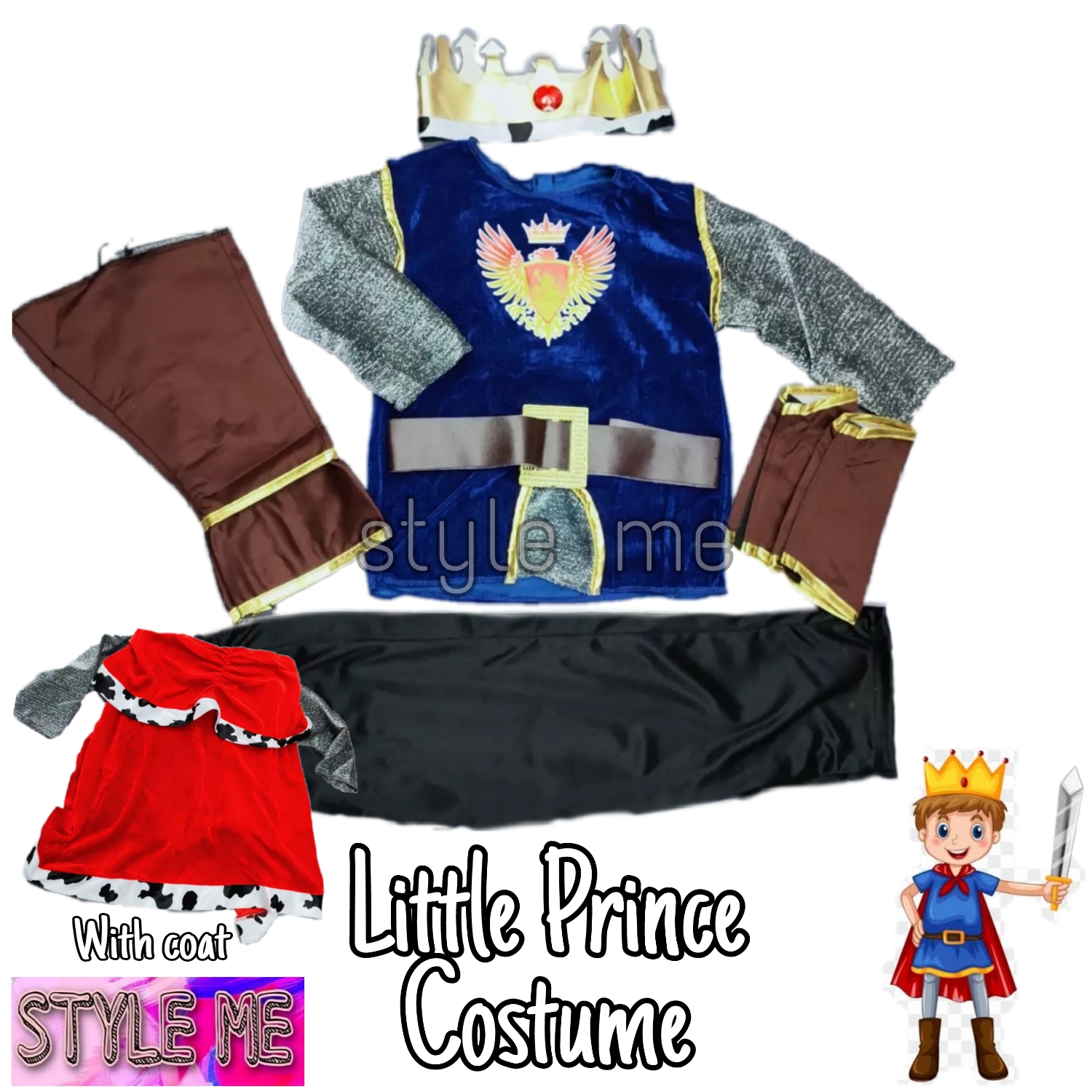 HANDSOME LITTLE PRINCE COSTUME COSPLAY ROLEPLAY FOR KIDS COMPLETE SET ...