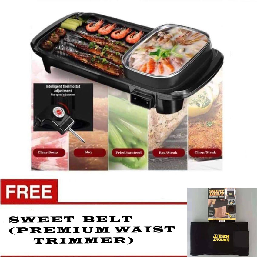 ACB 2 In 1 Korean Style Electric BBQ Grill W/ Hotpot BBQ Griddle Non ...