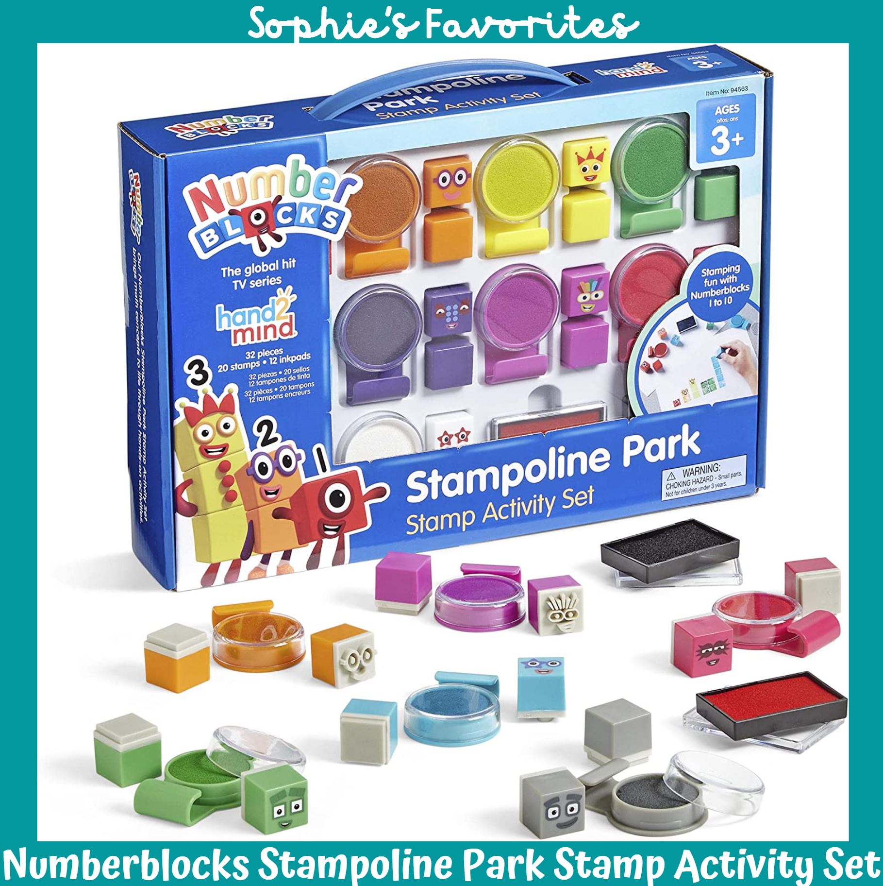 Numberblocks Stampoline Park Stamp Activity Set, Washable Ink, Reusable ...