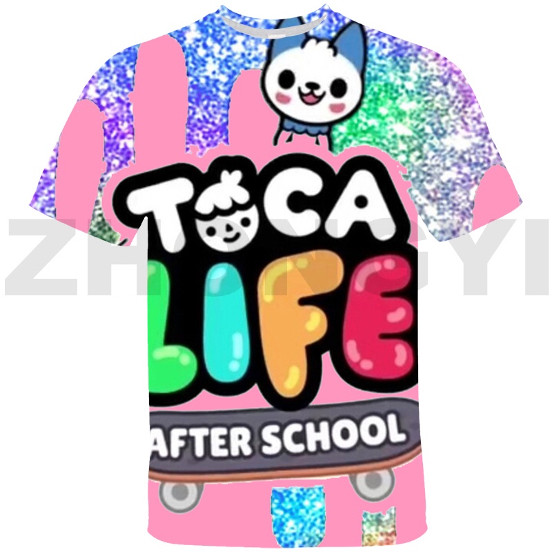 3D Anime Children Game Toca Boca Life World Game T Shirt Kids Oversized ...