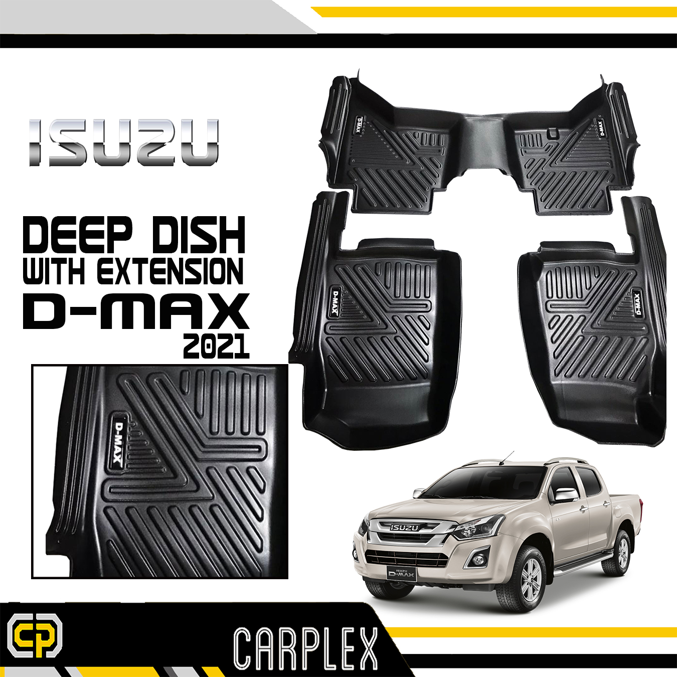 CARPLEX Isuzu D-Max /Dmax 2021 Deep Dish and Trunk Tray 3D Matting ...