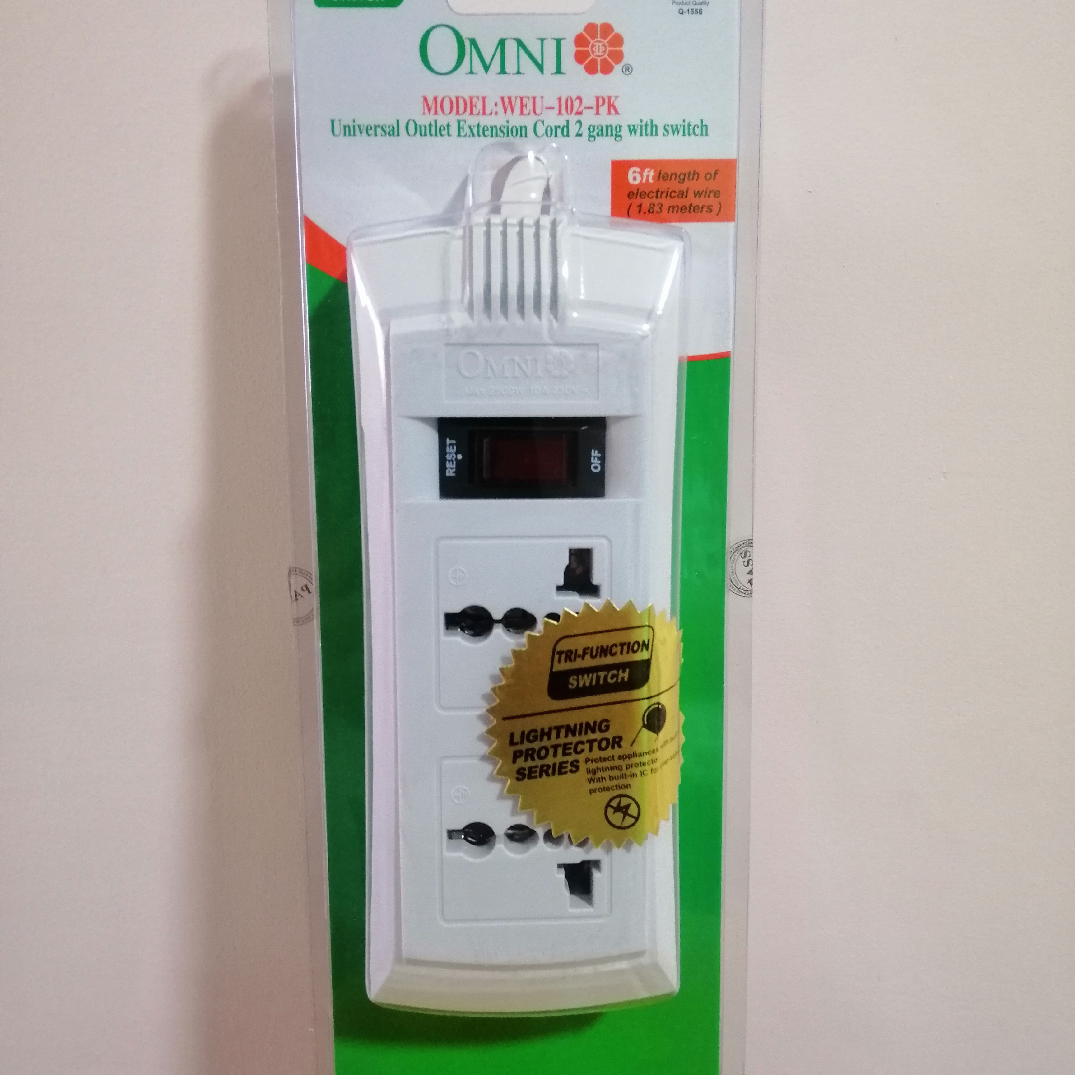 OMNI UNIVERSAL OUTLET EXTENSION CORD 2 GANG WITH SWITCH | Lazada PH