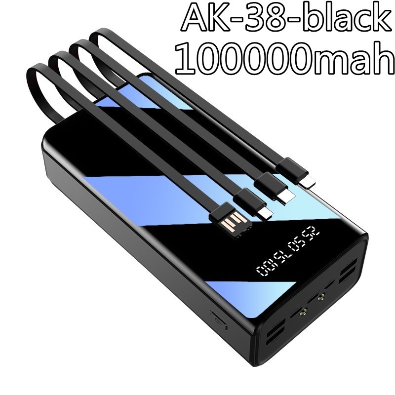 【24H SHIP】100 original 100000mah powerbank Built-in Cable Fast charging ...