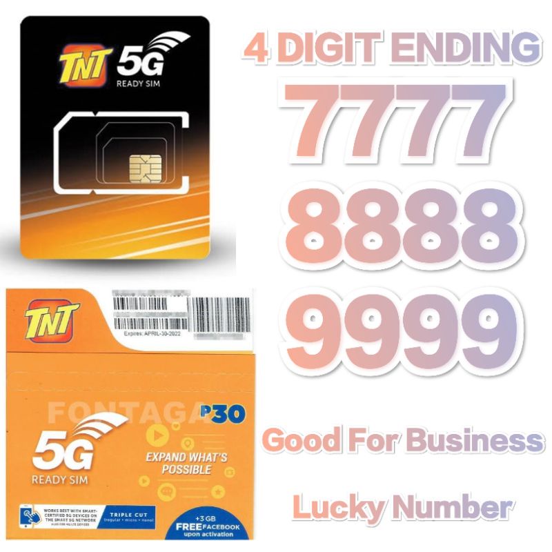 TNT 5G VANITY SIM SPECIAL NUMBER 4 DIGIT 7777 8888 9999 Talk'N Text ...