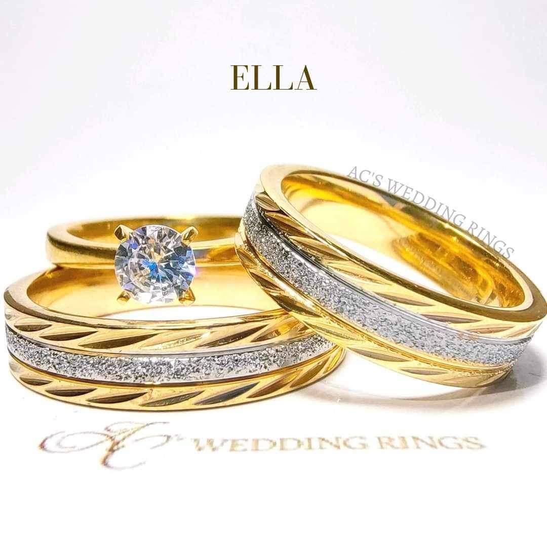 [AC] 3 in 1- Free Engraved Name Wedding Rings with Free Engagement Ring ...