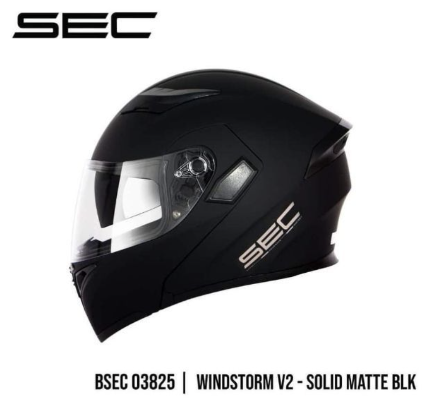 SEC WindStorm V2 Solid Modular Helmet (Matt Black, Matt Titanium ...