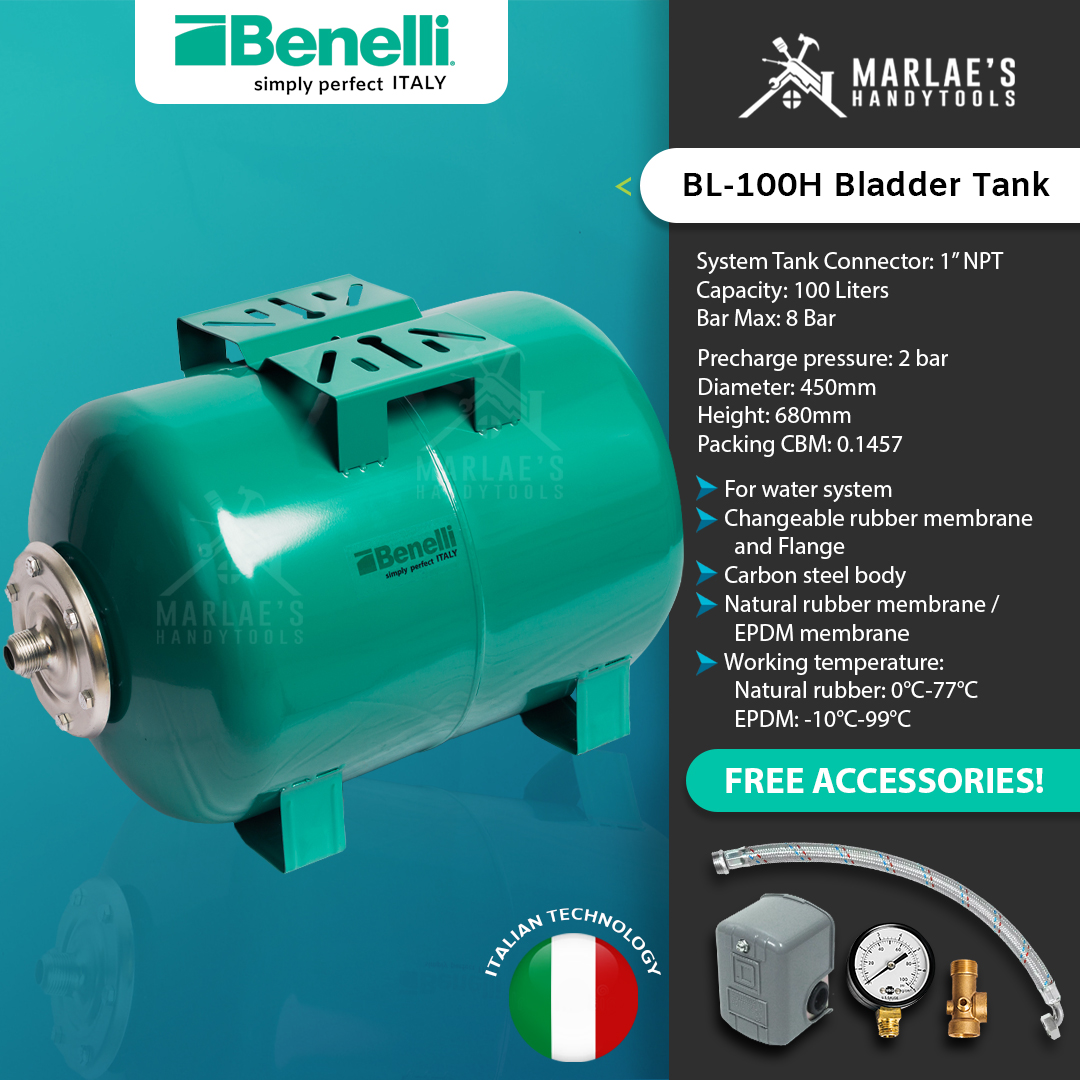 Benelli Bladder Tank Horizontal Type (25 Gallons) BL-100H | Lazada PH