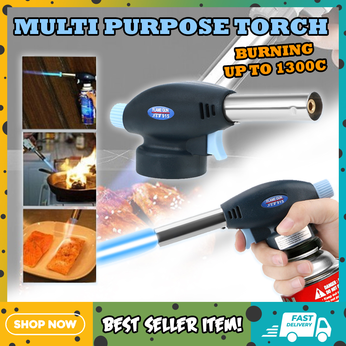 Torch Multi Purpose Camping BBQ Flame Gas Torch Gas Burner Gun Flame ...