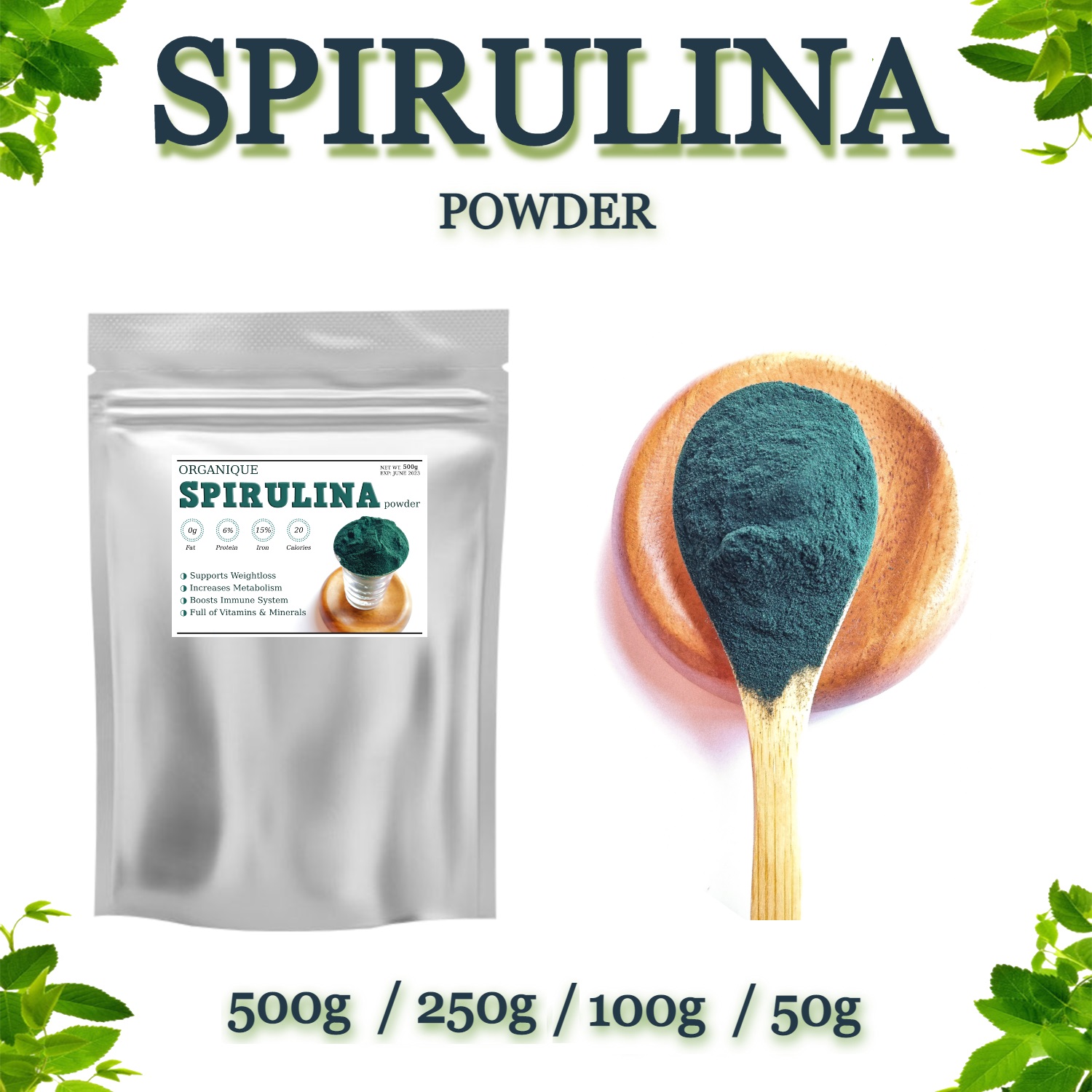 Zenfiber Organic Spirulina Powder (500g/250g/100g/50g) | Lazada PH