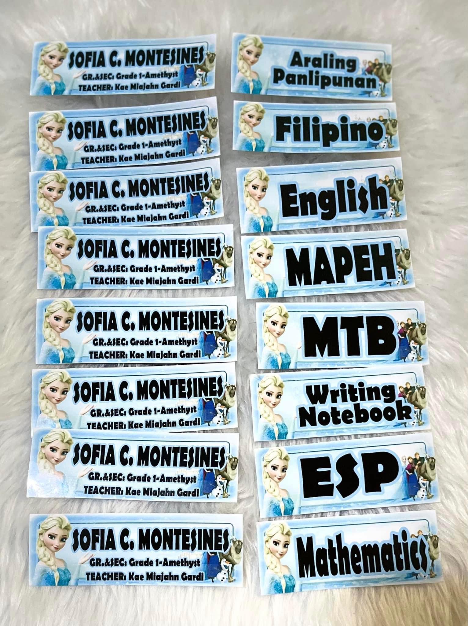 NOTEBOOK SUBJECT LABEL STICKER 8 SUBJECT 8 NAMES FREE LAYOUT | Lazada PH