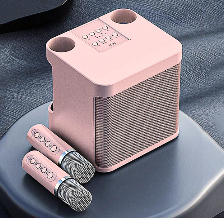 Dual Bluetooth Speaker With 2 Wireless Microphones Outdoor Family KTV ...