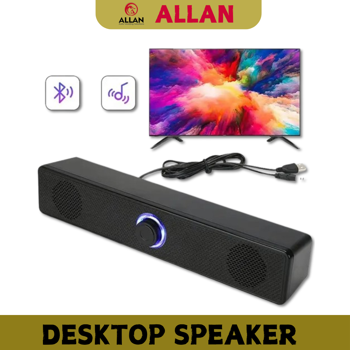 ALLAN Desktop Dual Speakers Wired 1002 Bluetooth Speaker 1USB-Powered ...