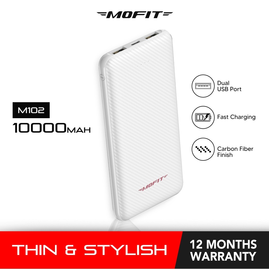 Mofit M102 10000mAh Fast Charging Power Bank with Dual USB Output ...