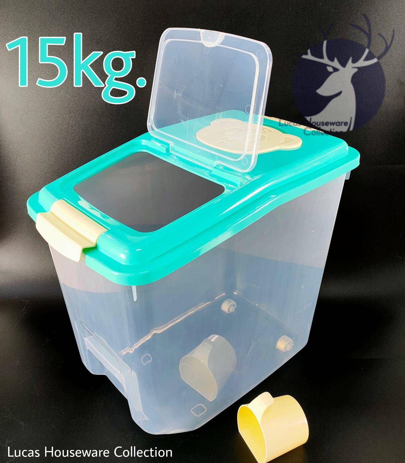 RICE KEEPER RICE BOX (6KG 10KG & 15KG CAPACITY) CLEAR PLASTIC RICE ...