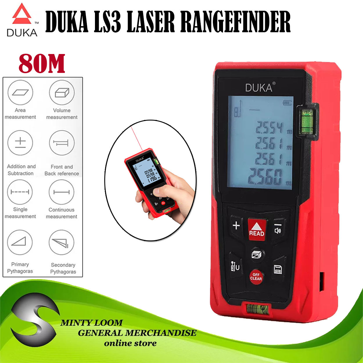ATuMan DUKA LS3 60/80m Portable Laser Rangefinder High Precision ...
